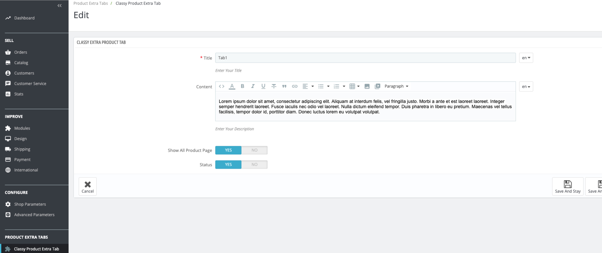 Classy Product Extra Tab - Prestashop Product Customization Module for ...