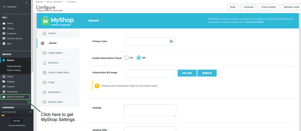 MyShop Settings – ClassyDevs
