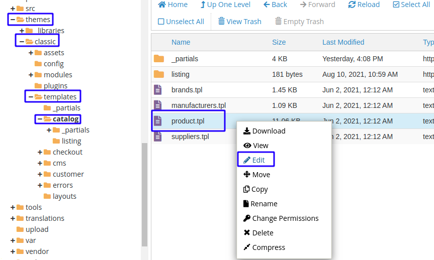 How to remove product details in Prestashop from product page